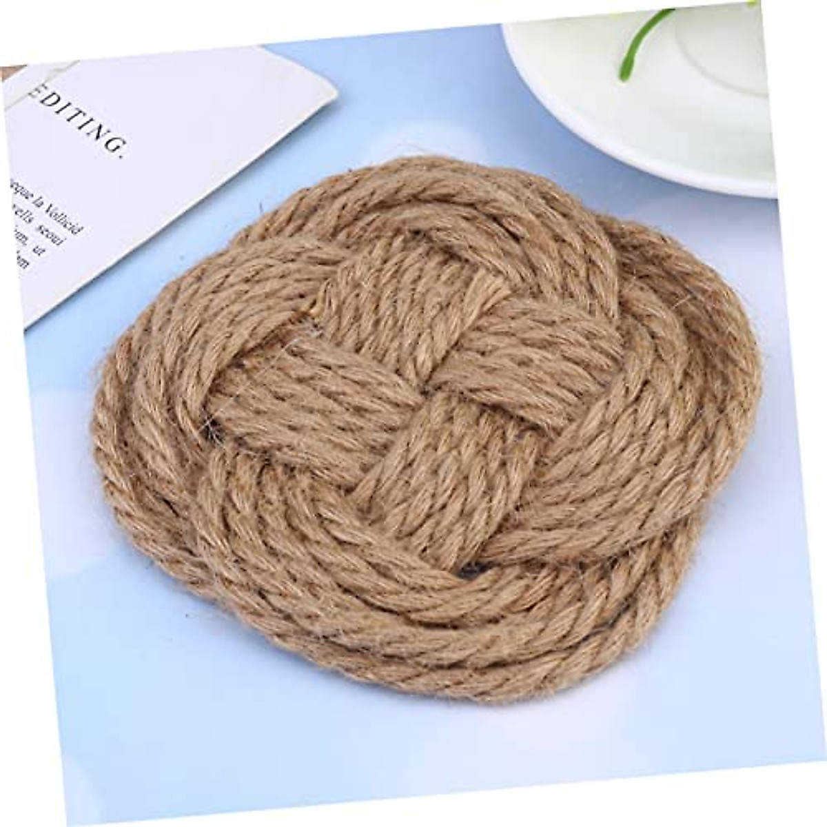 VOSAREA Table Coasters for Drinks Placemats Round Coasters for Drinks Absorbent Simple Cup Mat Cotton Placemat Cotton Rope Cup Coasters Cotton Cup Mat Cup Mat Handmade Home Placemat Jute
