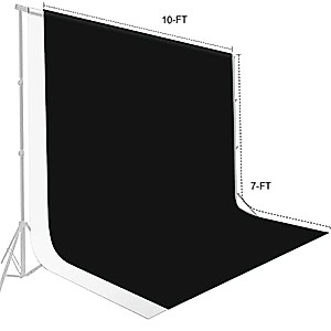 2 Pack 10 x 7 FT White & Black Backdrop Background Photography, Photo Booth Pure Backdrop Screen Curtain for Photoshoot Zoom Video Recording Portrait Photographer Studio Parties with 4 Spring Clamps