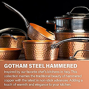 Gotham Steel Hammered Collection Pots and Pans 10 Piece Premium Ceramic Cookware Set – with Triple Coated Ultra Nonstick Surface for Even Heating, Oven, Stovetop & Dishwasher Safe