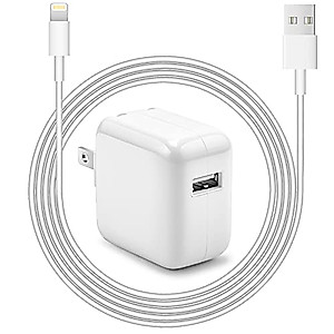 iPad Charger iPhone Charger [Apple MFi Certified] 12W USB Wall Charger Foldable Portable Travel Plug with USB Charging Modem Cables Compatible with iPhone, iPad, iPad Mini, iPad Air 1/2/3, Airpod