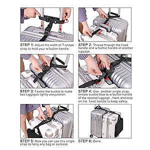 Luggage Straps,Two Add a Bag Suitcase Strap Belt,Adjustable Travel Attachment Accessories for Connect Your Three Luggage Together - 2 Pack(Black)