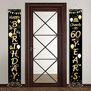 2 Pieces 60th Birthday Party Decorations Cheers to 60 Years Banner 60th Party Decorations Welcome Porch Sign for 60 Years Birthday Supplies (60th Birthday)