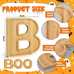 FillTouch Boo Wooden Charcuterie Letters Fillable Halloween Serving Tray Charcuterie Board Dish Decorative Cheese Platter for Snack Food Cake Cookies for Halloween Party