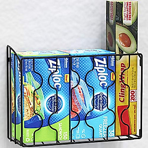 Simple Houseware Wall Door Mount Kitchen Wrap Organizer Rack, Black