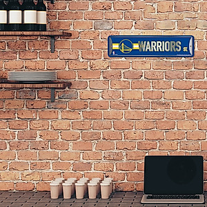 Rico Industries NBA Golden State Warriors Home Décor Metal Street Sign (4" x 15") - Great for Home, Office, Bedroom, & Man Cave - Made,Silver