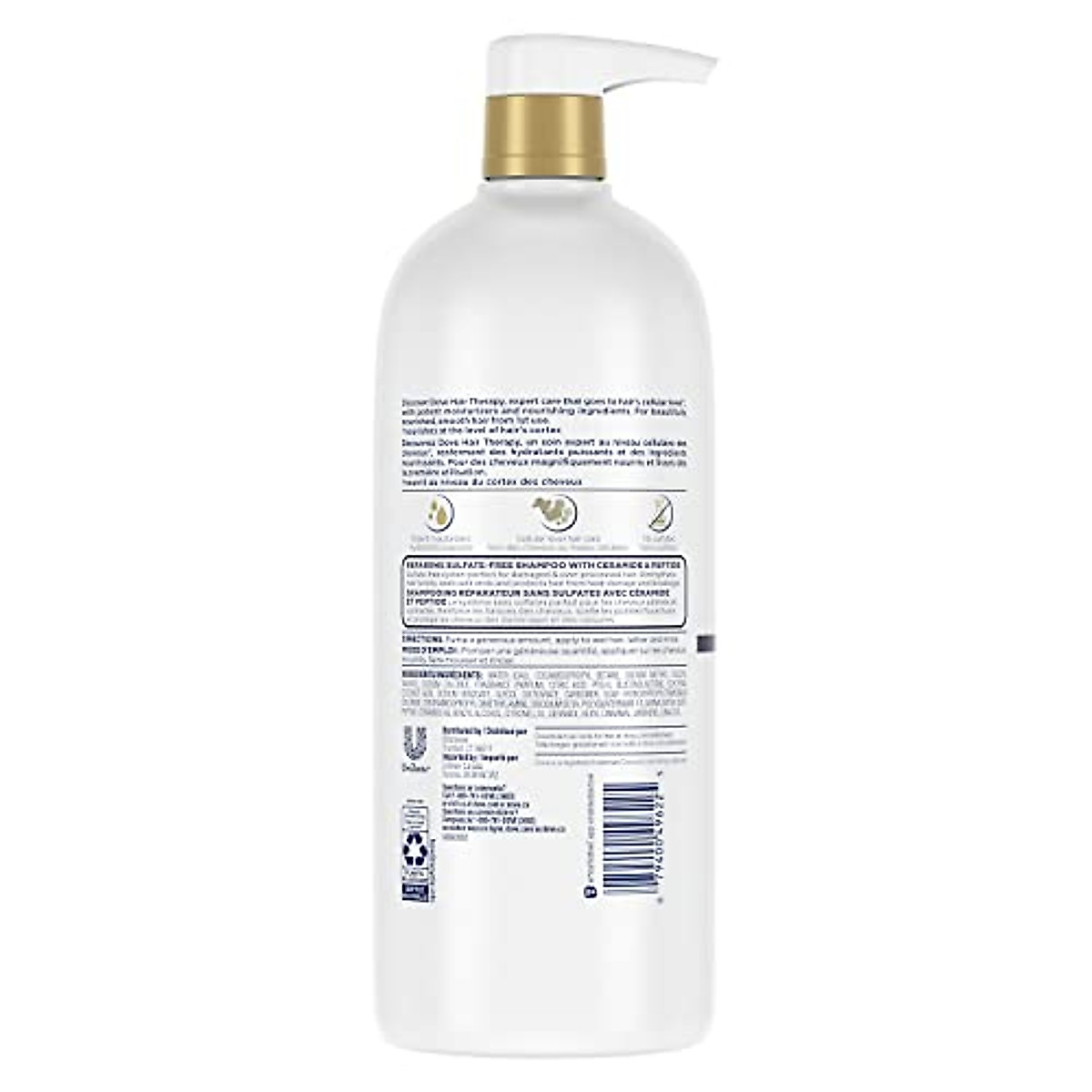 Dove Rescue and Protect Shampoo, 33.8 fl oz - Sulfate Free Shampoo for Damaged Hair, Strengthens Hair, Seals Split Ends, Nourishes for Soft, Smooth, Healthy-looking Hair