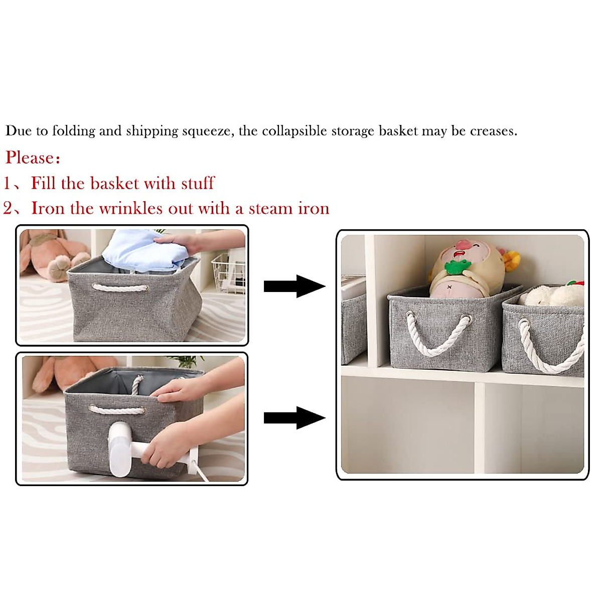 QBSM Storage Baskets for Organizing, 11.8'' x 7.8'' x 5.1'' Set of 6 Fabric Storage Cubes Baskets for Shelves, Small Collapsible Linen Organizers Bins with Handles for Closet Laundry Nursery