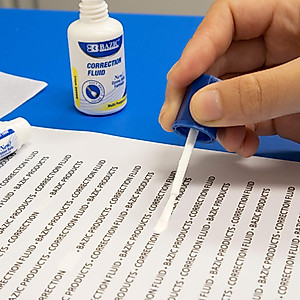 BAZIC Correction Fluid (0.7 oz / 20 ml), Soft Bristle Brush Applicator, Instant Corrections Pen White Out Wipe Out Liquid (2/Pack), 1-Pack