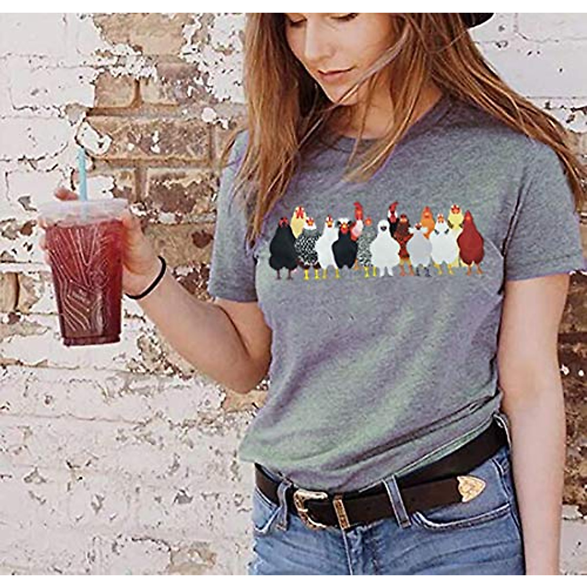 Chicken Shirts for Women Cute Funny Chicken Lovers T Shirt Casual Holiday Short Sleeve Animal Graphic Tee Tops