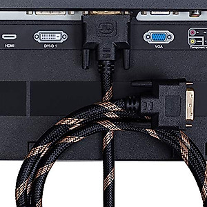 Dvi To Dvi Cable 40Ft,Nylon Braided DVI-D 24+1 Dual Link Male to Male Digital Video Cable Gold Plated with Ferrite Core Support 2560x1600 for Gaming, DVD, Laptop, HDTV and Projector (40 Ft/12M)