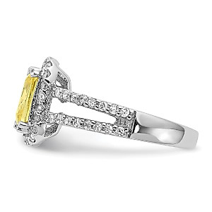 IceCarats 925 Sterling Silver Yellow Cushion-cut White Cubic Zirconia CZ Halo Round Statement Ring Size 7