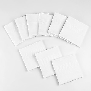 HOULIFE 100% Cotton Men's Handkerchiefs, Solid White Handkerchiefs for Men Cotton Pocket Square 15.7x15.7 (6/12pcs)
