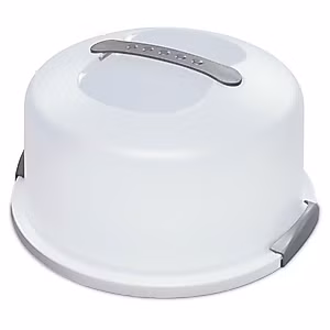 Sterilite Cake Server, Plastic Food Storage Container with Lid, Latches and Handle, Dessert Carrier, Dishwasher Safe, Clear Lid and White Base, 8-Pack