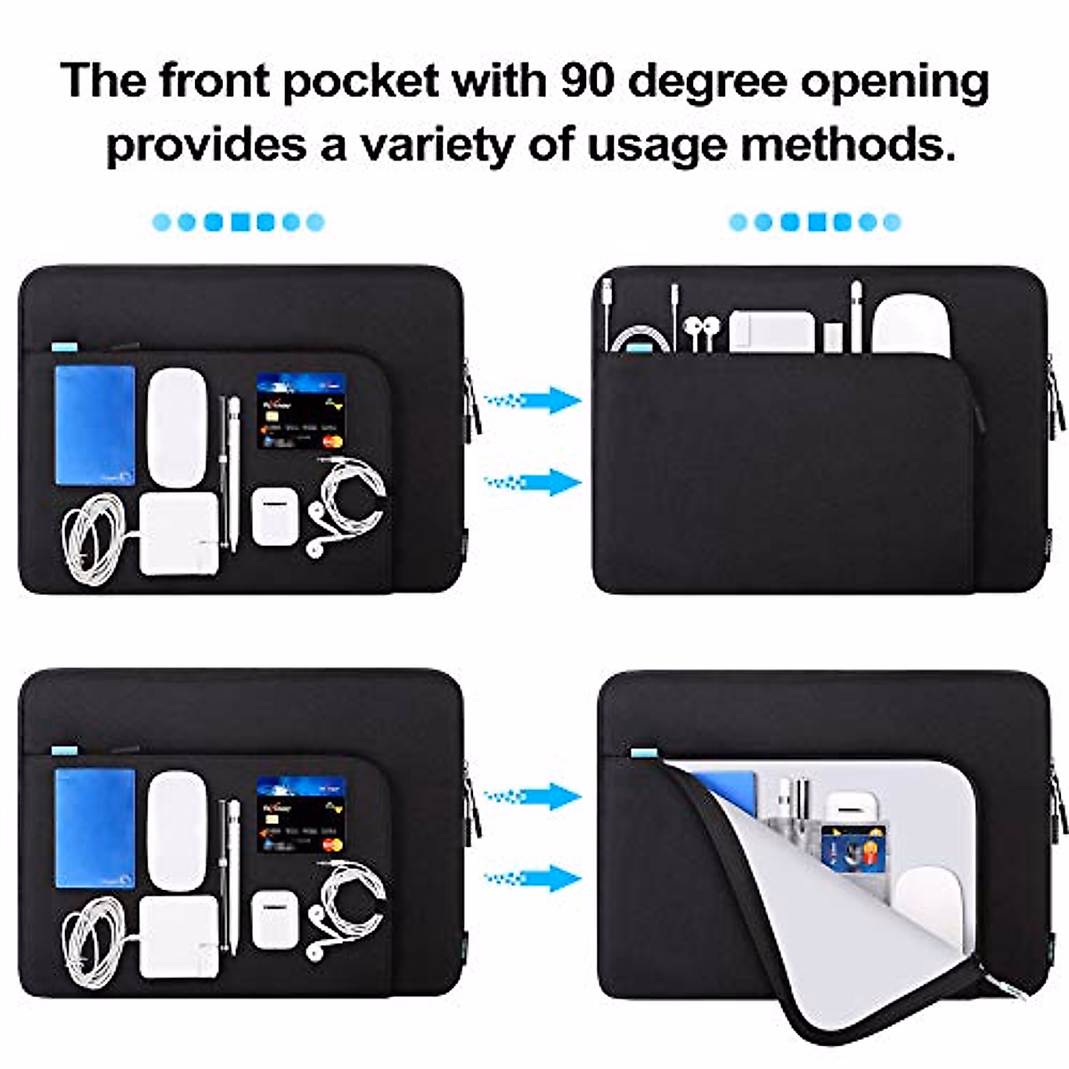 Lacdo Chromebook Case 11 Inch Laptop Sleeve for 11.6" Acer Samsung Dell Lenovo Chromebook ASUS L210 C202 / HP Stream, 11.6" MacBook Air, 13" Surface Pro 11th Copilot+PC/10/9/8/X/7 Computer Bag, Black