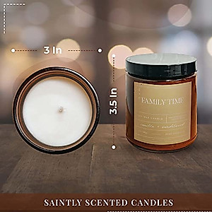 Blessed Is She - Sandalwood & Vanilla Scented Glass Candle Jar with Lid - 7.2 Oz | 100% Natural  Soy Wax with Wood Wick Candles | 70-84 Hours Long Burning Candles for Home Scented