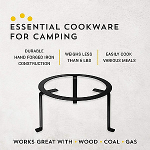 Machika Open Fire Tripod, Outdoor Fire Pit Cooking Stand, Round 40 cm Design, Portable, Cast Iron, Perfect for Camping, Backyards, Patios; Grill, Cook Over Campfire (16 Inch)