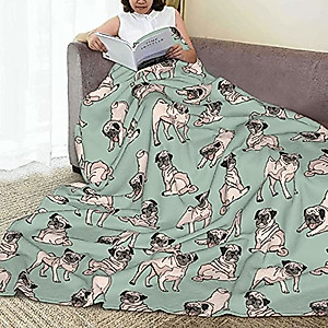 wodealmug Women's Dog Pug Throw Blankets Plush Blanket Soft Worm Sherpa Fleece Blanket Adults for Kid Crib Couch Chair Living Room Travel(50"x60",Dog Pug)