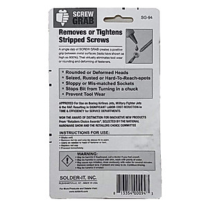 Screw Grab Liquid 0.5 oz Carded for Stripped Screws All Screw Heads (SG-94)