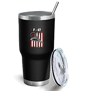 liabiliies Coffee Tumbler 30 oz F47 Fighter Jet F-47 Jet Fighter Aircraft Tumbler with Lid and Straw Insulated Tumblers Stainless Steel Tumbler Funny Gifts