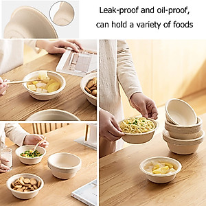 Qiuttnqn 100 Pack Compostable 12oz Paper Bowls,Heavy-Duty Quality Natural Paper Bowls Disposable,Natural Plant Fiber Dinner Bowls for Snacks,Parties,Picnics,Banquets and Barbecues