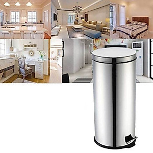 n/a 1pc 5L Rubbish Bin Stainless Steel Step Pedal Trash Can Large Capacity for Kitchen Bathroom