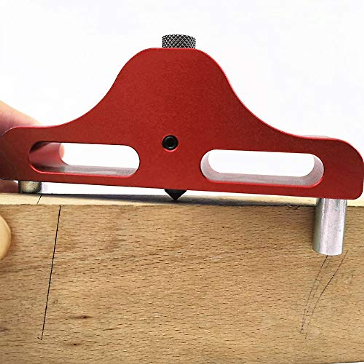 Walfront ZX-1 Center Scriber Woodworking Scriber Center Line Marking Tool, Easy to Find the Exact Center and Offset Lines, Red