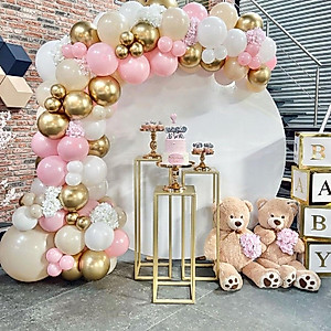 RUBFAC Sand White Balloons, 146pcs Different Sizes Pack of 18 12 10 5 Inch for Beige Balloon Garland Arch as Graduation Wedding Birthday Baby Shower Anniversary Party Decorations