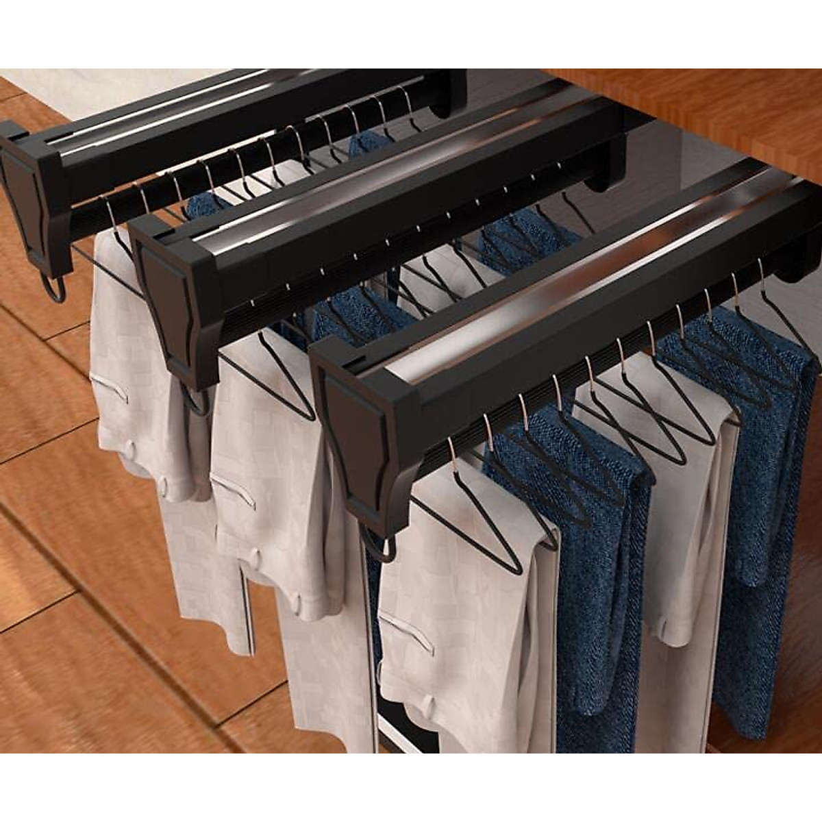 Necygoo Pull Out Closet Rods Retractable 41cm 16” Pants Hanger Clothes Rack with Screws Valet Rod for Closet Pull Out