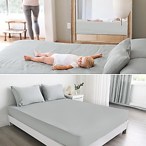 Magik & Kover Twin Mattress Protector Waterproof Cover 2 Pack, Waterproof Bed Twin Fitted Sheet Only, Machine Washable Deep Pocket Twin Size Mattress Cover for Kids Bed with Elastic Rubber Band, Grey