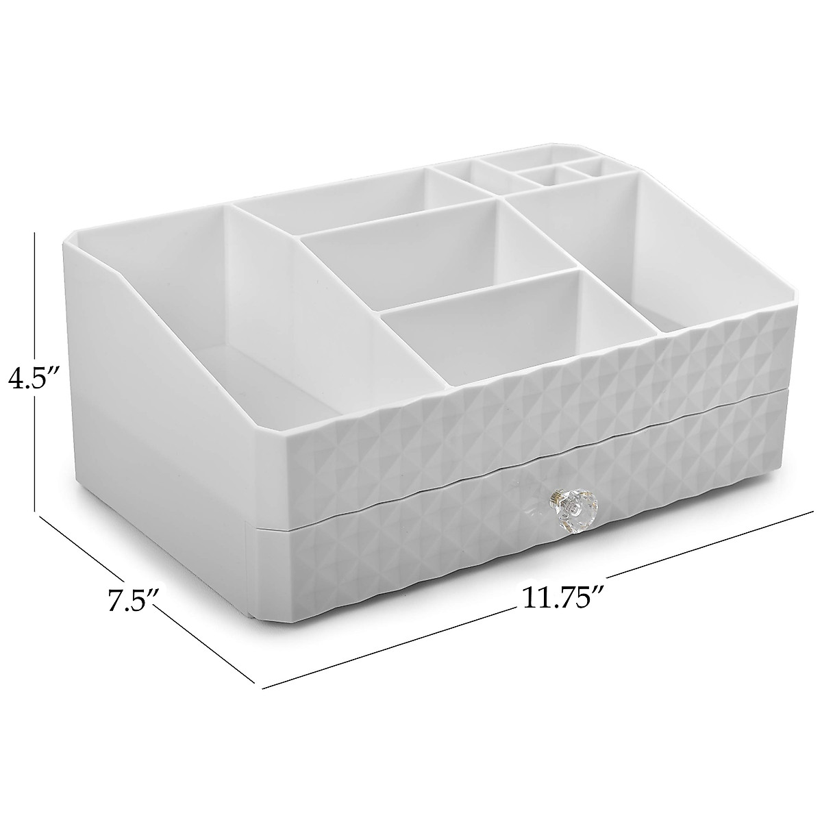 Masirs Cosmetic Storage Box Organizer - Compartments to Organize and Store your Makeup and Accessories. Drawer with Padding to Protect Jewelry. Will Sit Neatly on Vanity or Bathroom Countertop.