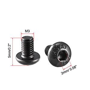 uxcell M3x5mm Button Head Hex Socket Cap Screw Bolt Black 100pcs