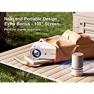 Projector with WiFi and Bluetooth, 5G WiFi 4K Supported Native 1080P 14000L, AGREAGO Portable Outdoor Projector with Screen, Home Theater Projector Compatible with TV Stick/iOS/Android/Win/HDMI/USB