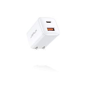 USB C Charger Block, JSAUX 20W Dual Port Fast Charger, USB Type C PD and QC 3.0 Foldable Wall Charger Plug Mini Adapter for iPhone 14 13 12 Pro Max SE, Apple Watch Series 7, iPad Pro Air, Airpods