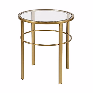 Henn&Hart 20" Wide Round Side Table in Brass, Table for Living Room, Bedroom