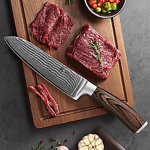 Wakoli Damascus Kitchen Knife Set, 3 Pieces Professional Chef Knife Set made from 67 Layers Damascus Steel with VG10 Core, Knives Set for Kitchen with Pakkawood Handles in Wooden Gift Box (EDIB 3-pcs)