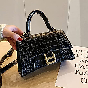 UPINRUN Women's Shoulder Bag Crossbody Tote Bag Crocodile Print handbags purses for women (Black)