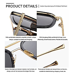 Polarized Retro Square Sunglasses Men Women Vintage Rectangular Metal Pilot Black Shades Eyeglasses