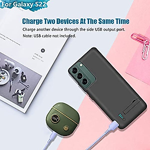 RUNSY Battery Case for Samsung Galaxy S22, 4800mAh Rechargeable Extended Battery Charging Charger Case, Add 100% Extra Juice, Not Compatible with S22+ or S22 Ultra (6.1 inch) Black