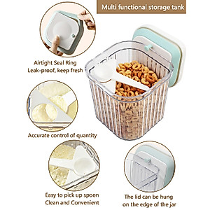 Besmall Food Storage Container with Pop Up Lids and Date Tracker Air Tight Containers with Scoop Clear Dispenser for Snacks, Candy, Salt, Herbs, Spices, Sugar, Coffee, 1.2L/ 40oz