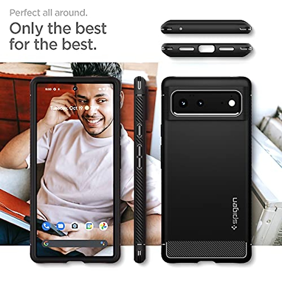Spigen Rugged Armor Designed for Google Pixel 6 Case (2021) - Matte Black