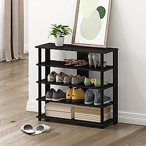 Furinno Turn-N-Tube 5 Tier Wide Shoe Rack, Espresso/Black 32 Inch