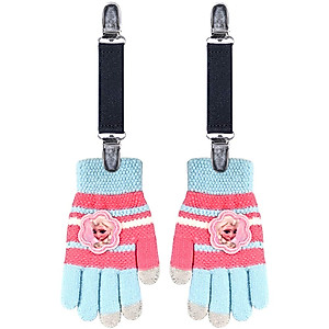 Senker Fashion 6 Pieces Elastic Glove and Mitten Clips for Kids and Baby, Extra Strong Stainless Steel Glove Clips