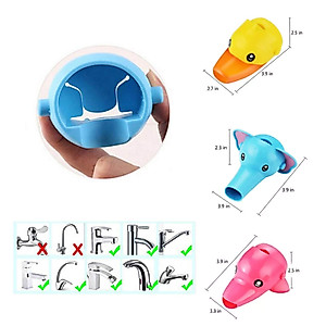 1Pcs Cartoon Faucet Extender Sink Handle Extender for Toddler, Baby, Children Safe and Fun Hand-Washing Solution (Blue Elephant)