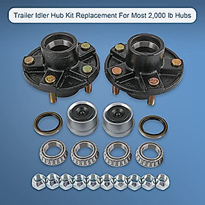 JDMSPEED 2 Trailer Idler Hub Kits 5 on 4.5" Replacement for Axle 1-1/16" Bearings 2000 lbs - 22016K