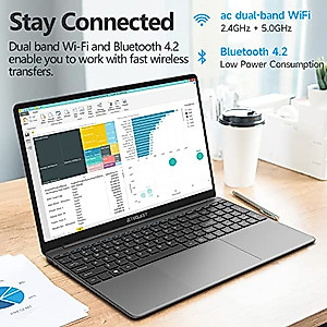 TECLAST 15.6 Inch Laptop Computer, 6GB+128GB SSD Windows 10 Laptops with Intel N4020 (up to 2.8 GHz ), FHD 1920x1080 IPS Laptop pc, Mini HDMI, WiFi, Webcam, USB3.0, Bluetooth 4.2 (Support Windows 11)