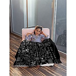 Science Formulas Chalkboard Math Physics Equation Blanket Flannel Throw Lightweight Super Soft Cozy Blankets for Couch Bed Sofa Chair, Gift for Birthday Thanksgiving Christmas 80"x60" for Adult