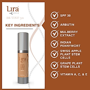 Lira Clinical BB - SPF 30 Tinted BB Cream with PSC & Vitamins - Full coverage - 0.7 fl oz. (BB Tint 30)