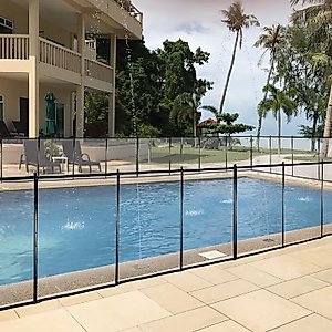 12x4 Ft Pool Barrier Fence, Removable Swimming Pool Fence for Inground Pools, DIY Pool Fencing Multi-Function Safety Fence Black Mesh Pool for Yard, Garden,Patio, Pools, with Section Kit