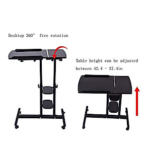 Small Desks for Home Office Small Spaces Bedside Sofa Computer Working Reading Writing Desk Folding Adjustable Mobile Standing Table (Black)