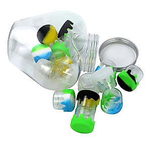 YOHOSA Glass Wax Container Concentrate Jar with Silicone Lids silicone containers for wax 6ml 15pcs （Color mixing）